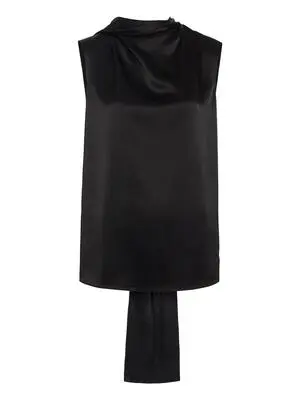ROKSANDA Vali Scarf-effect Draped Satin Top - Black