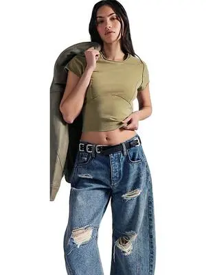 We The Free Protagonist Cropped Cap Sleeve Tee At - Python