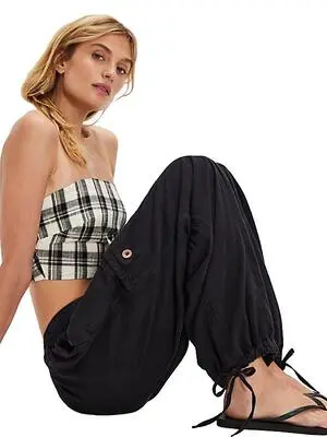 Free People Free People Costa Linen Solid Trousers Black