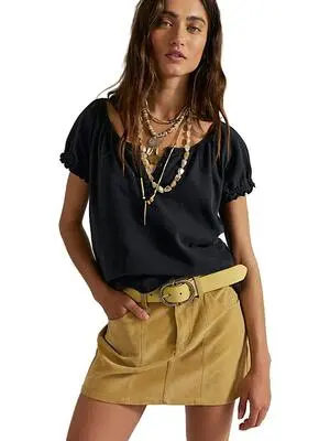 We The Free Puff Sleeve Henley Tee - Black
