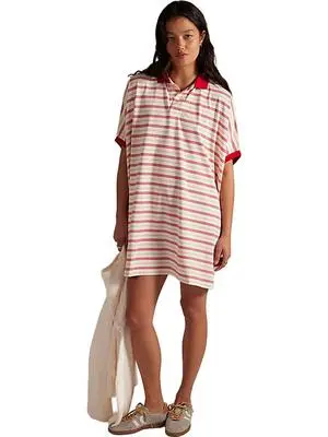 Denimist Striped Polo Maxi Top - Red Stripe