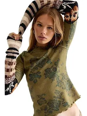 We The Free We The Free Bold Bowery Cuff Top Deep Olive Combo