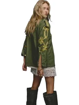 TRICIA FIX Embroidered Military Jacket - Army