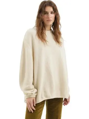 1989 STUDIO Ribbed Knit Pullover With Side Slits - White