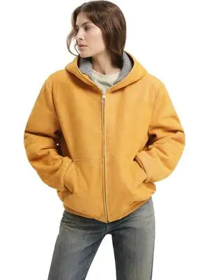 1989 STUDIO Suede Hoodie With Shearling Lining - Yellow