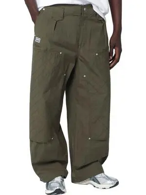 Kenzo Khaki Cotton Wide-leg Trousers - Green