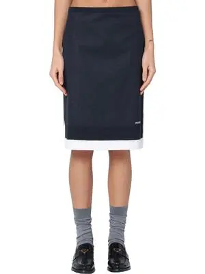 Miu Miu Layered Skirt With Contrasting Logo - Blue