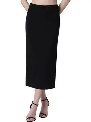 Max Mara Midi Skirt In Compact Crêpe Jersey - Black