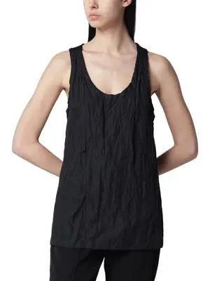 TOTEME Crinkled Cotton Tank Top - Black