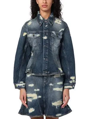 Marc Jacobs Washed Denim Jacket With Distressed Details - Blue