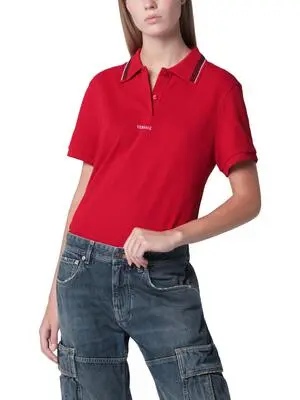 Versace Cotton Piqué Polo Shirt - Red