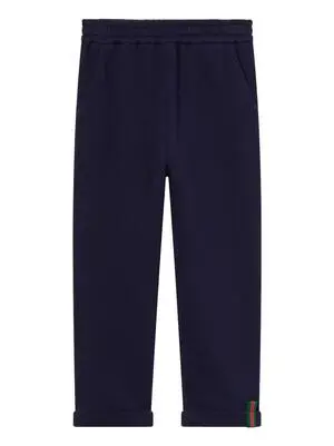 Gucci Brushed Cotton Jersey Pants With Web Detail - Blue