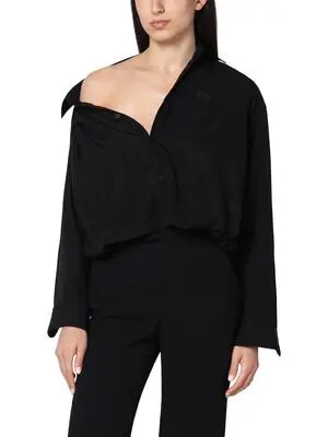 Balenciaga One-shoulder Poplin Shirt - Black