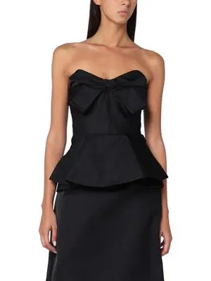 Alexander McQueen Strapless Duchess Corset Top With Draping And Ruffles - Black