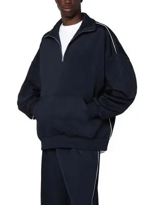Gucci Navy Technical Jersey Zip Collar Sweatshirt - Blue