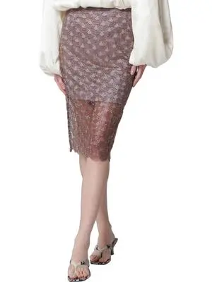 ROTATE BY BIRGER CHRISTENSEN Sequin Midi Skirt With Scalloped Hem - Grey