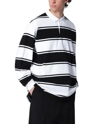 Balenciaga Black/white Striped Cotton Polo Shirt Multicolor