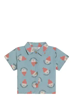 BOBO CHOSES Short Sleeve Button Up Shirt - Light Blue