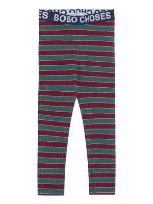 BOBO CHOSES Ribbed Striped Cotton Leggings - Multicolor
