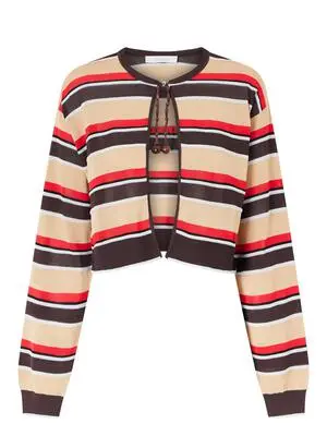 Rabanne Bead-embellished Striped Knitted Cardigan - Multi