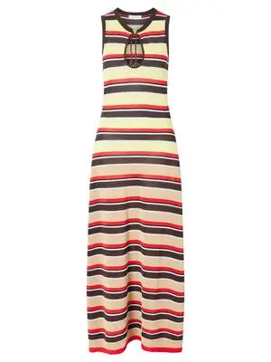 Rabanne Bead-embellished Striped Knitted Maxi Dress - Multi
