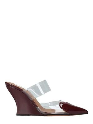 Alaïa Le Coeur 90 Patent-leather And Pvc Wedge Mules - Red/dark