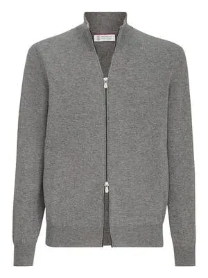 Brunello Cucinelli Cashmere Two-way Zip Cardigan - Grey