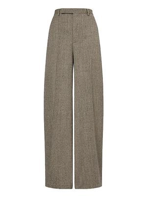 Rick Owens Tailored Wool Wide-leg Trousers - Black Melange