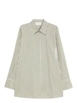 Marina Rinaldi Striped Cotton Shirt - Brown