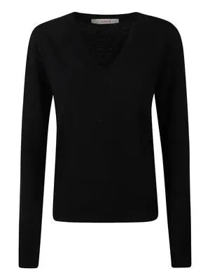 JUCCA V-neck Fine Knit Pullover - Black