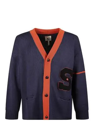 Champion Navy And Orange Wool Cardigan With Appliqu - Multi
