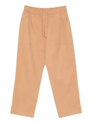 Maison Kitsuné Cotton Trousers With Embroidered Logo - Beige