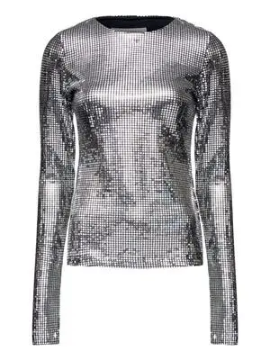 MAISON MARGIELA Long Sleeve Metallized Top - Silver