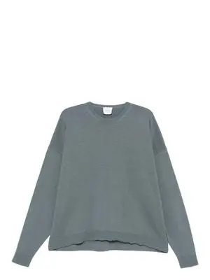 ALYSI Cotton Crewneck Sweater With Paneled And Ribbed Trims - Grey