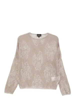 Emporio Armani Embroidered Crewneck Sweater - Silver
