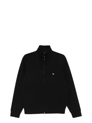 Emporio Armani Logo Cotton Zip-up Sweatshirt - Black