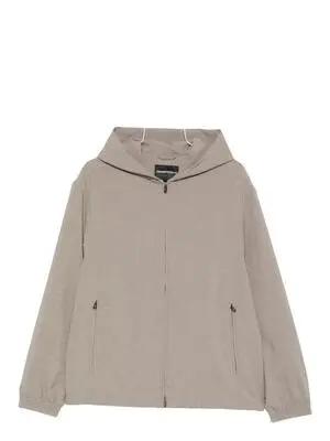 Emporio Armani Hooded Blouson Jacket With Zip Fastening - Beige