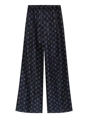 Tory Burch Jacquard Silk Paisley Trousers - Blue