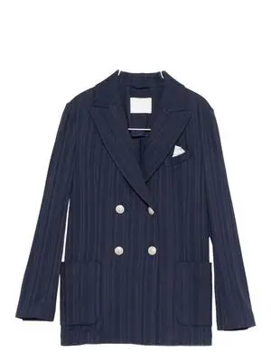 CIRCOLO 1901 Cotton Double-breasted Jacket With Notch Lapel - Blue