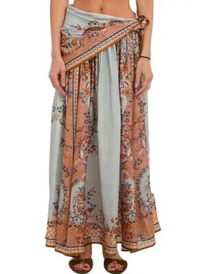 Zimmermann Zimmermann Aster Silk Maxi Skirt Sky Blue