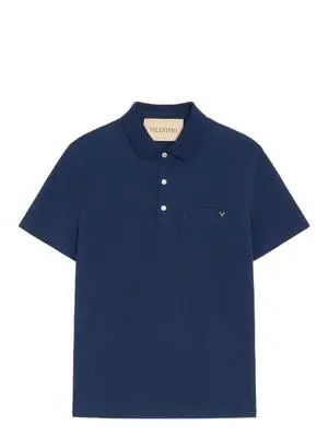 Valentino Garavani Vgold Cotton Polo Shirt - Blue