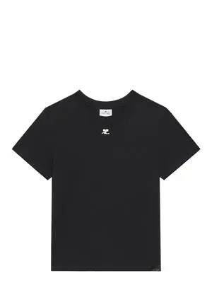 COURREGES Logo Cotton T-shirt - Black