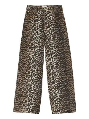 GANNI Organic Cotton Denim Jeans Animal Print - Multi