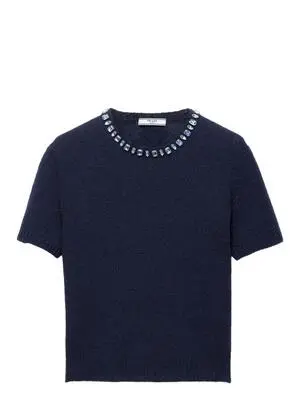 PRADA Prada Cashmere Crewneck Sweater With Jewel Embellishments