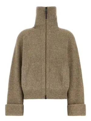 Brunello Cucinelli Ribbed Wool Zip-up Cardigan - Beige