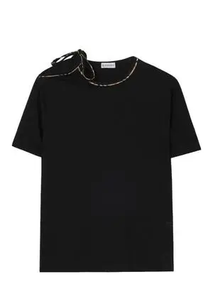 Burberry Check Bow Cotton T-shirt - Black
