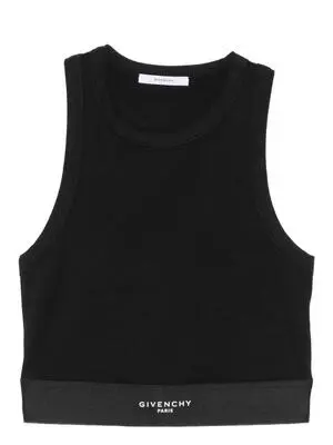 Givenchy Cropped Ribbed Tank Top - Black
