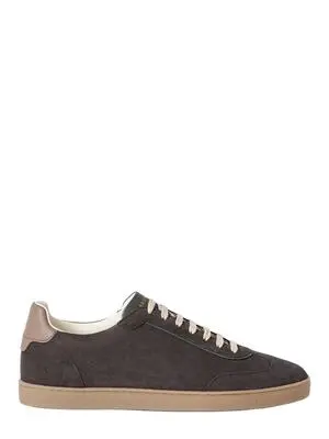 Brunello Cucinelli Suede Leather Lace Up Sneakers - Brown