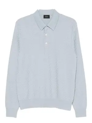 Brioni Cotton And Cashmere Polo Shirt - Blue