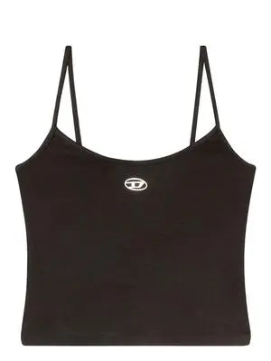 DIESEL® Cotton Tank Top With Metallic Logo Detail - Black
